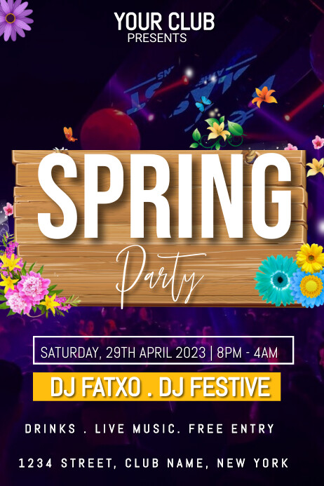 spring party invitation, spring festival Template | PosterMyWall