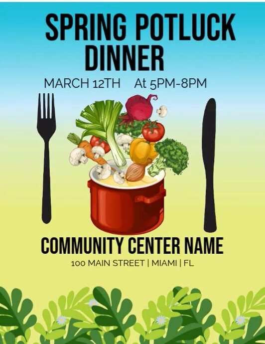 Spring Potluck Dinner Template | PosterMyWall