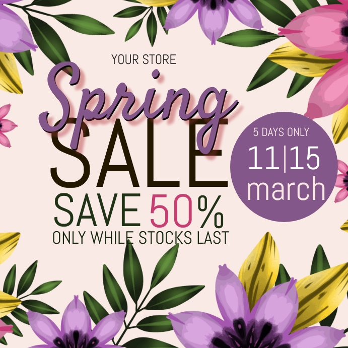 SPRING SALE AD SOCIAL MEDIA TEMPLATE | PosterMyWall