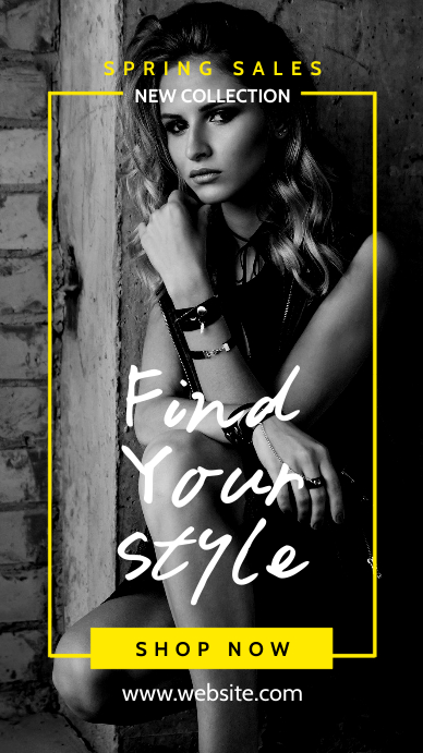 spring sales advertisement yellow and black c Template | PosterMyWall
