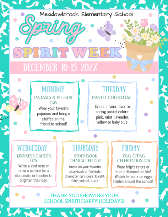 spring spirit week flyer Template | PosterMyWall