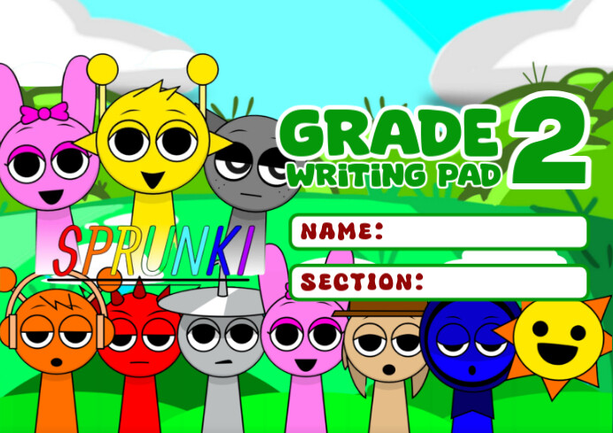 Sprunk! Grade 2 Writing Pad Cover Template | PosterMyWall