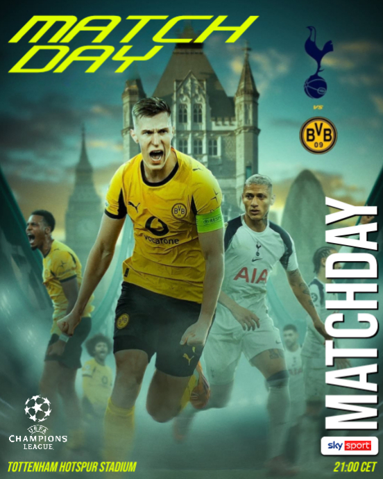 SPURS VS DORTMUND Template | PosterMyWall
