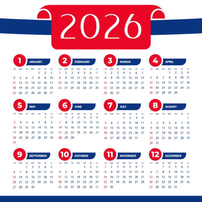 square small 2026 desk top table top calendar design print Template ...