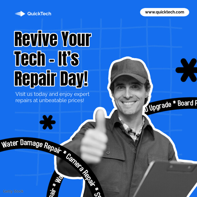Square tech repair day instagram template | PosterMyWall