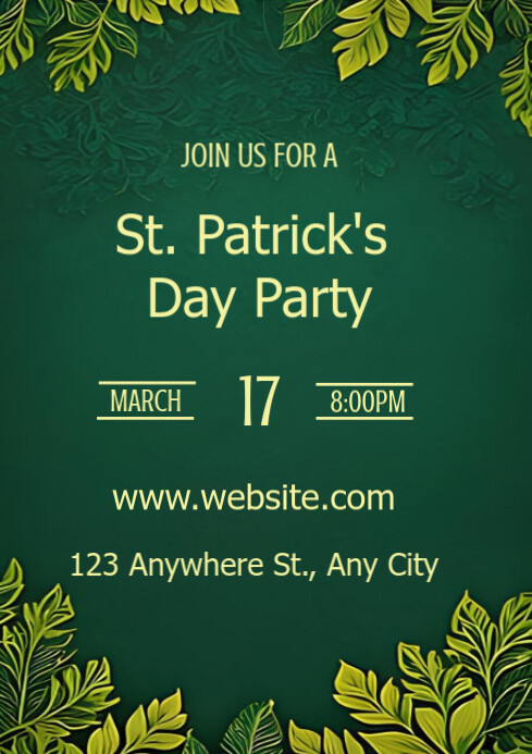 St Patrick' Day Party Post A4 Template | PosterMyWall