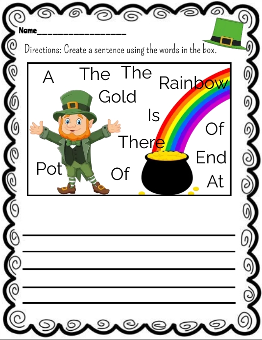 St Patrick’s Day Sentence Mix Up Worksheet Template | PosterMyWall