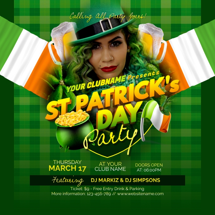 St Patrick's Day Party Instagram Post Template | PosterMyWall