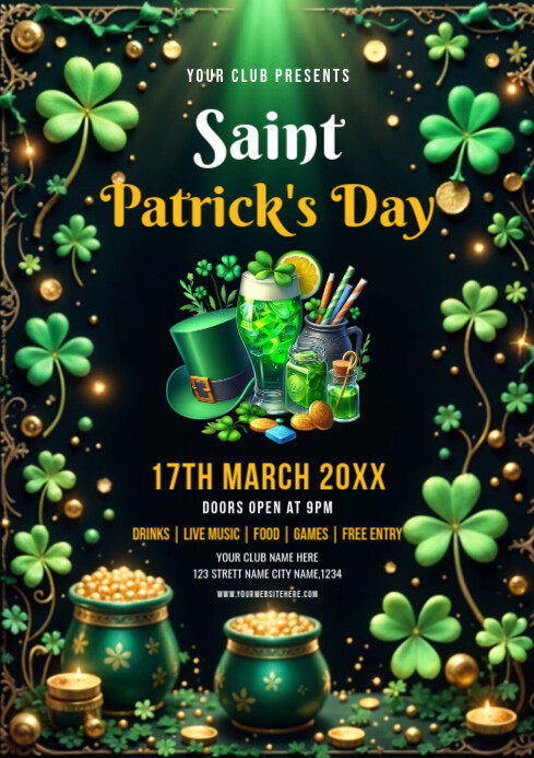St. Patrick's Day Flyer Template | PosterMyWall