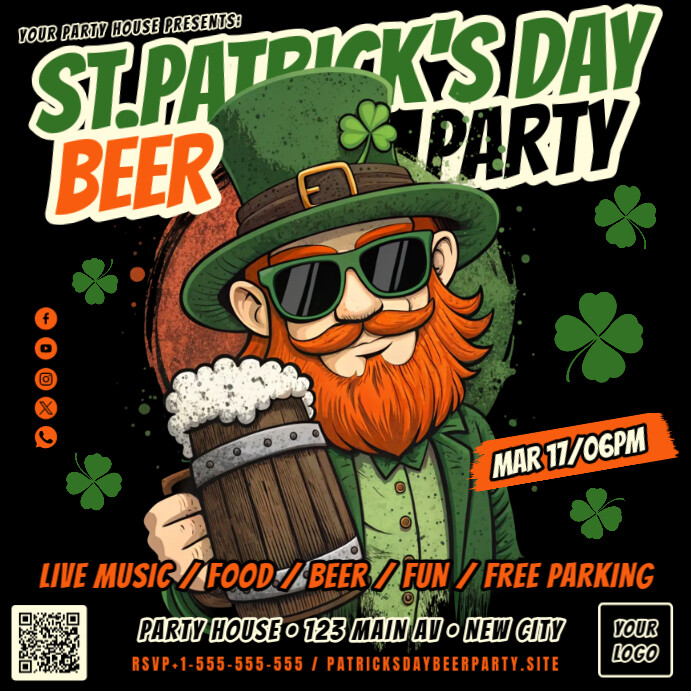 St. Patrick's Day Party Banner Template | PosterMyWall