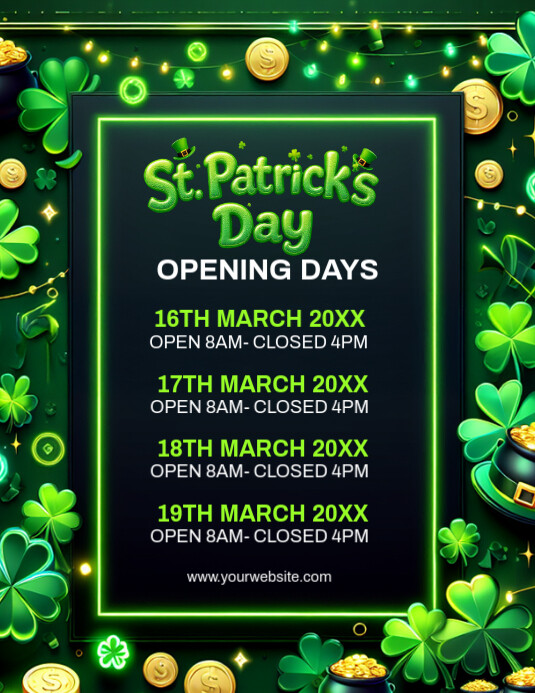 St. Patrick's Day Schedule Flyer (us Letter) Template | PosterMyWall