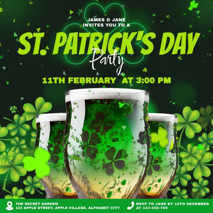 St. Patrick’s Day Party Invitation Template | PosterMyWall