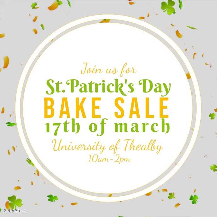 St. Patrick's Day Bake Sale video Template | PosterMyWall