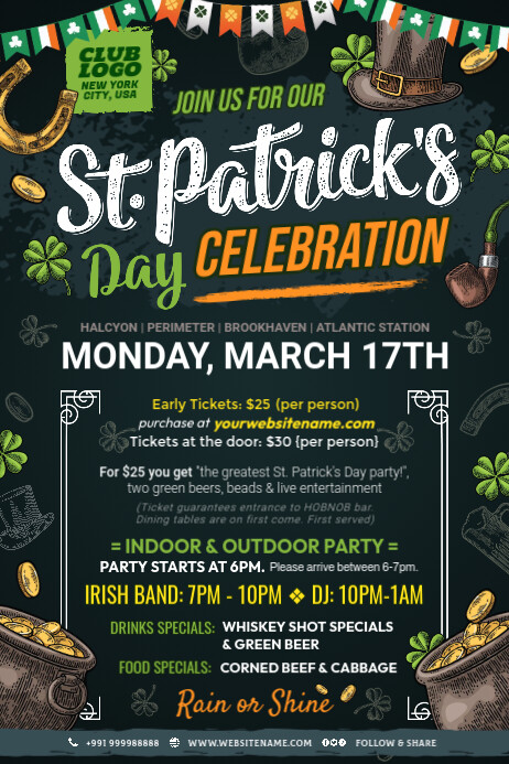 St. Patrick's Day Celebration Poster Template | PosterMyWall