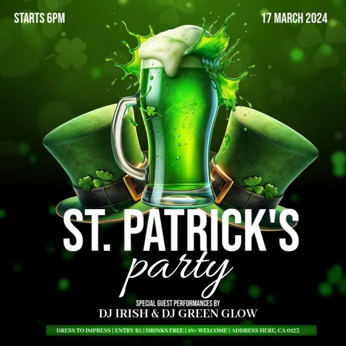 Copy of ST. PATRICK'S DAY CLUB BAR PARTY TEMPLATE | PosterMyWall