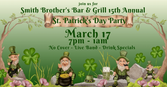 St. Patrick's Day Facebook Event Cover Template | PosterMyWall