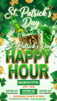Green Joyful St. Patrick's Day Happy Hour Instagram Story Template ...