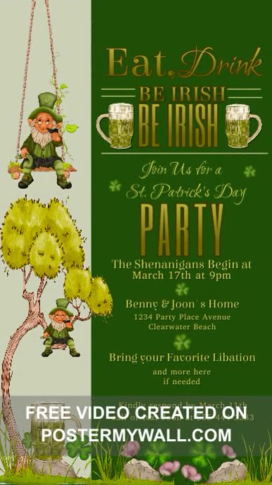 St. Patrick's Day House Party Template | PosterMyWall
