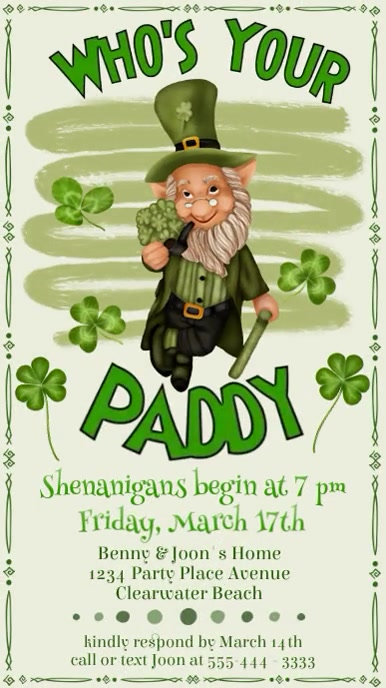 Copy of St. Patrick's Day House Party Invitation | PosterMyWall