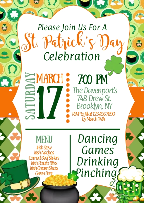 St. Patrick's Day Invitation Template | PosterMyWall