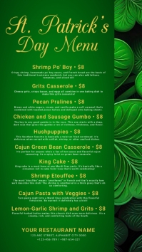 St. Patrick's Day Menu Template | PosterMyWall