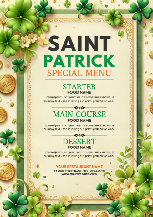 St. Patrick's Day Menu Template | PosterMyWall