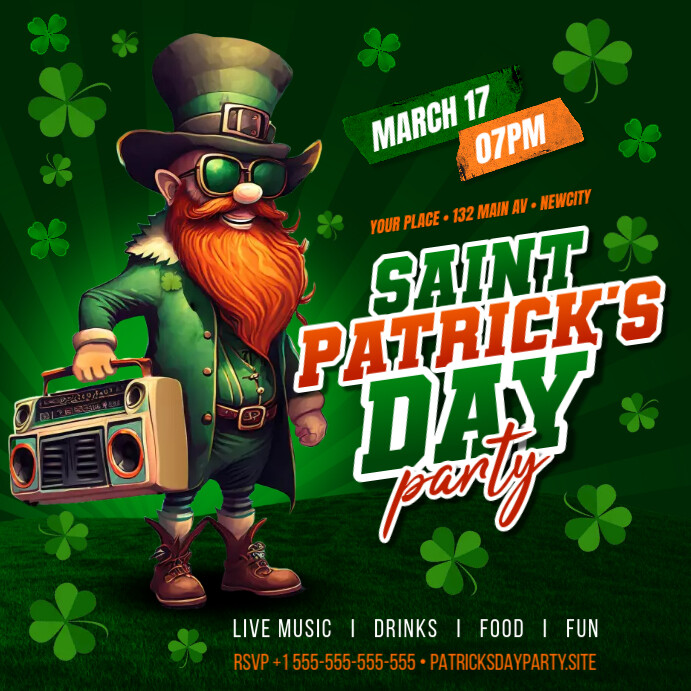 St. Patrick's Day Party Banner Template | PosterMyWall