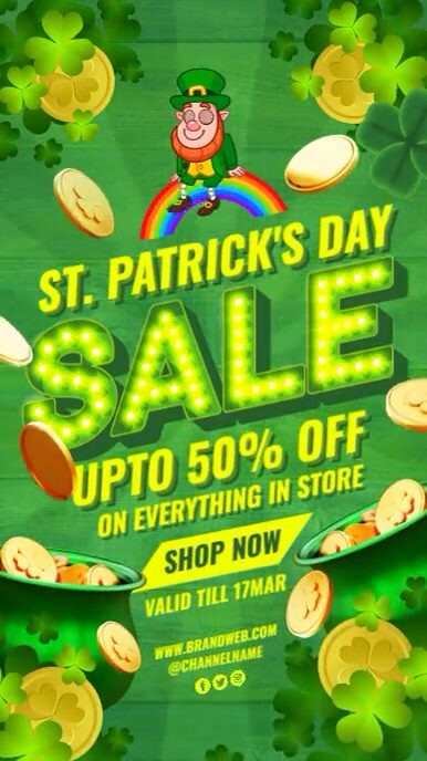 St. Patrick's Day Sale Display Template | PosterMyWall