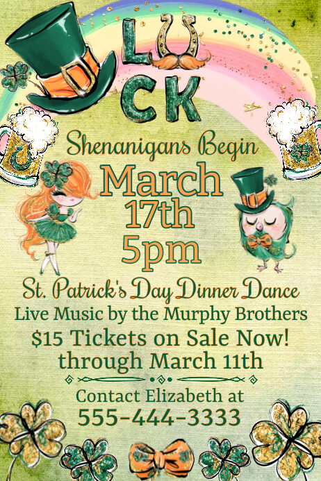 St. Patrick's Dinner Dance Invitation Template | PosterMyWall