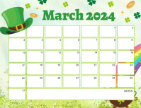 EDITABLE March 2024 Calendar ST. PATRICK Template | PosterMyWall