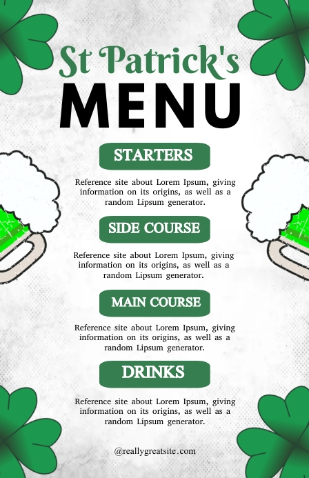 St. Patrick's Menu Template. | PosterMyWall