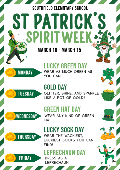 St. Patrick's School Spirit Week A4 Template | PosterMyWall