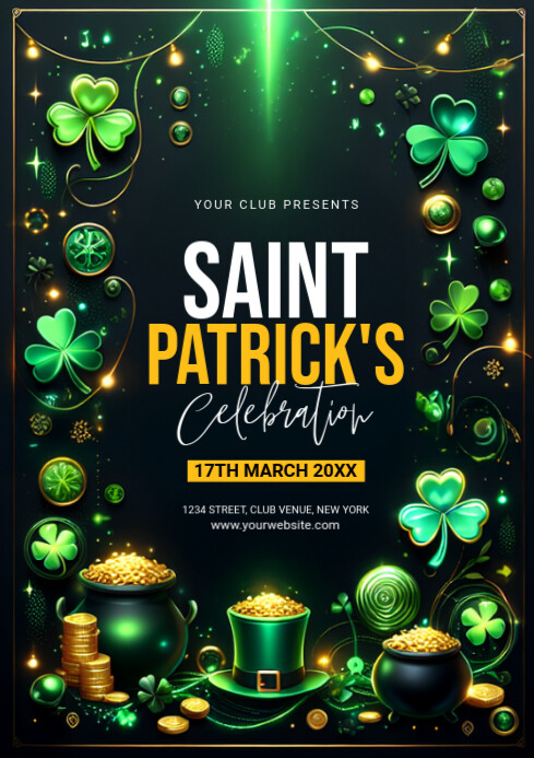 St. Patrick Party A4 Template | PosterMyWall