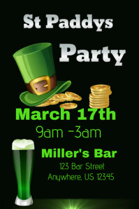 St. Patricks Day Bar Party Flyer Template | PosterMyWall