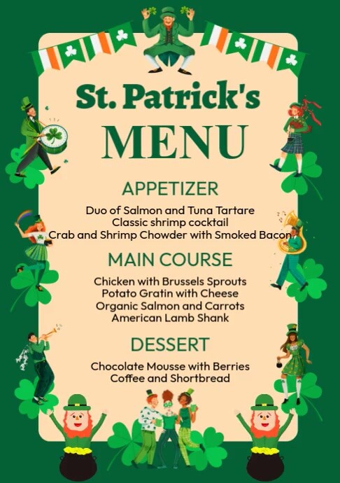 Plantilla de St. Patricks Menu | PosterMyWall