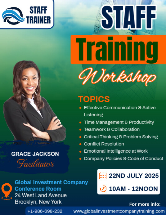 Staff training Workshop Ad Flyer Template | PosterMyWall