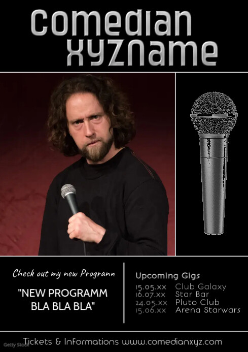 Stand up Comedy Comedian Artist Flyer Poster Template | PosterMyWall