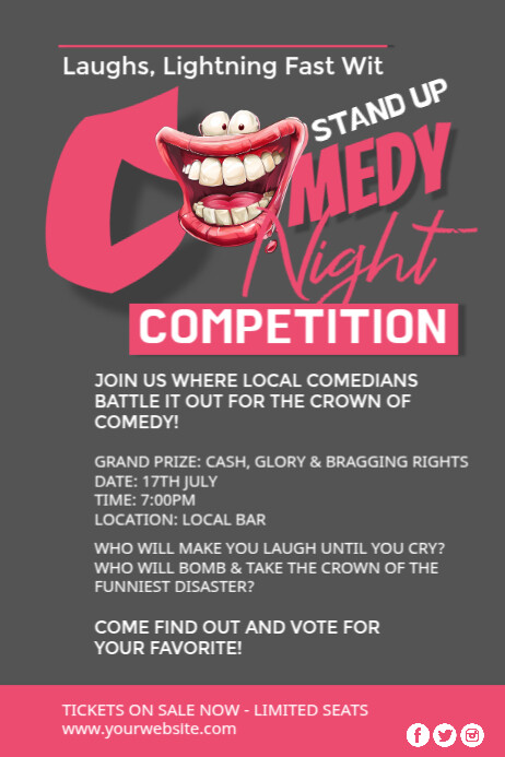 Copy of Stand Up Comedy Night Competition Poster Template | PosterMyWall