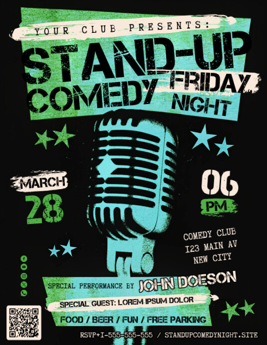 Stand-Up Comedy Night Flyer Template | PosterMyWall