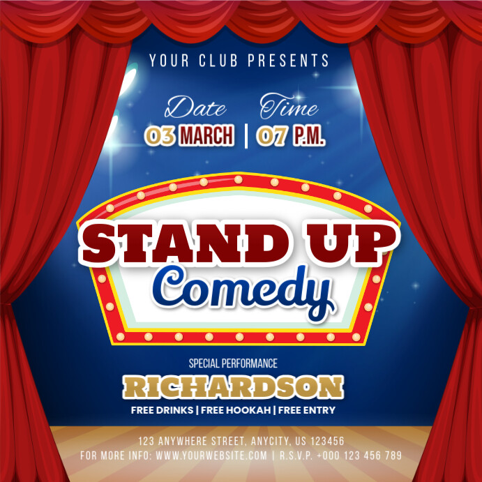 Copy of Stand Up Comedy Party Event Poster Flyer | PosterMyWall