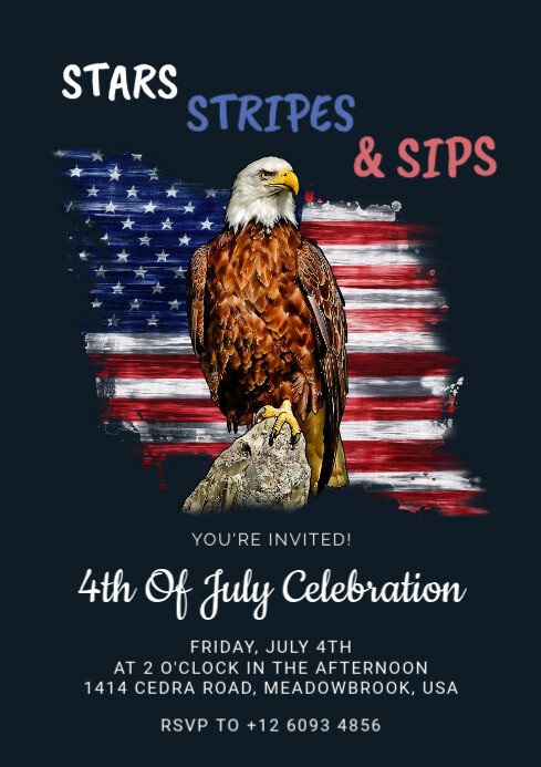Stars Stripes & Sips 4th of july Celebration 2025 Template | PosterMyWall