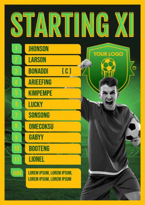 Starting Eleven Football Flyer Template | PosterMyWall
