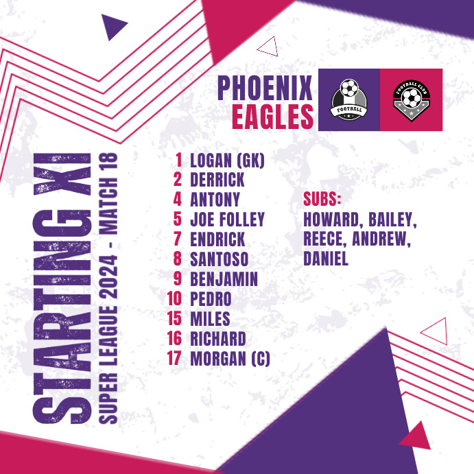 Starting Eleven Team Football Match Template | PosterMyWall