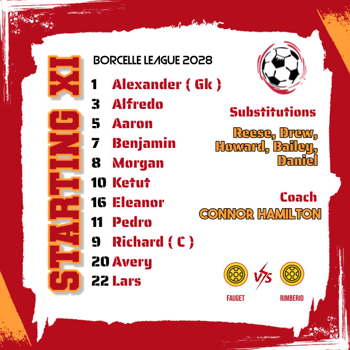 Starting Line UP Template | PosterMyWall