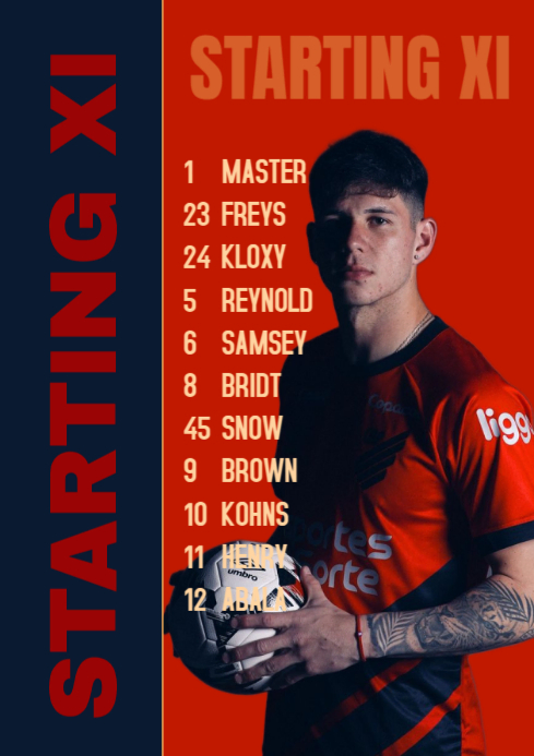Starting Xi Soccer A4 Template | PosterMyWall