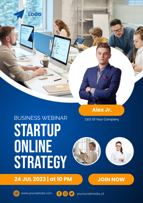 Plantilla de Startup Online Strategy Webinar Poster | PosterMyWall