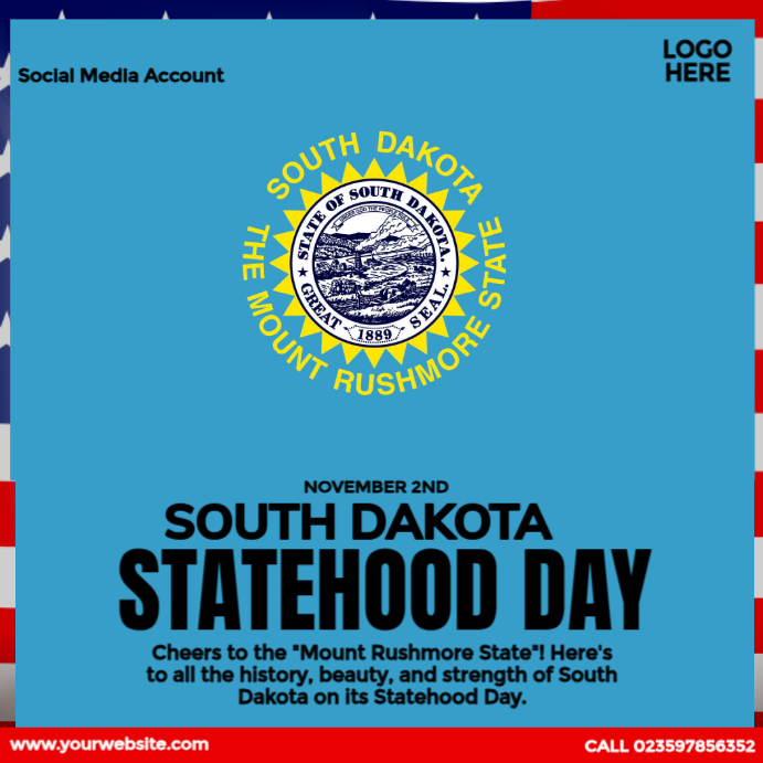 Statehood Day South Dakota Template | PosterMyWall