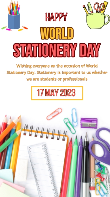 Stationery day, world stationery day. Template | PosterMyWall