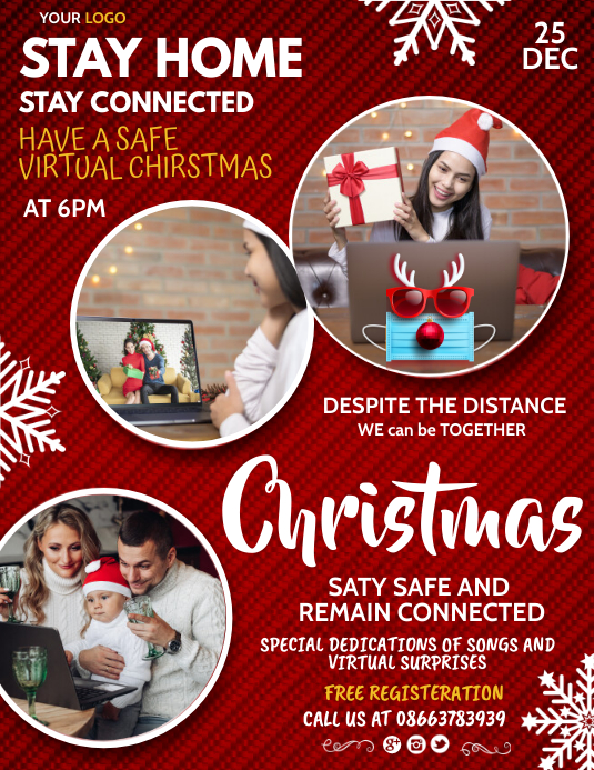 stay home, Stay Connected, Christmas Template | PosterMyWall
