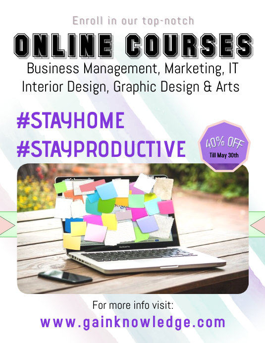 Stay Home Online Courses Flyer Template | PosterMyWall
